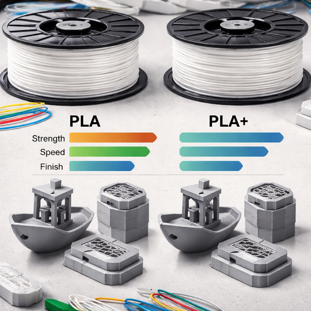 PLA vs PLA+ 3D Filament - Strength, Speed & Finish Guide